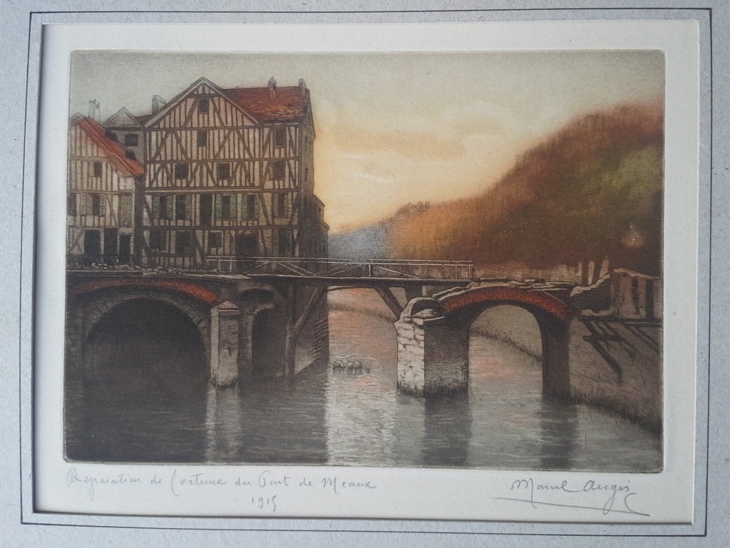 « Réparation de fortune du pont de Meaux » – Aquatinte signée Marcel ...